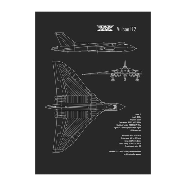 Airplane Poster | Avro Vulcan bomber blueprint poster | high quality ...